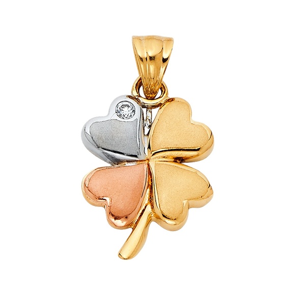 TGDJ | Accessories | 4k Tri Color Heart Clover Pendant | Poshmark
